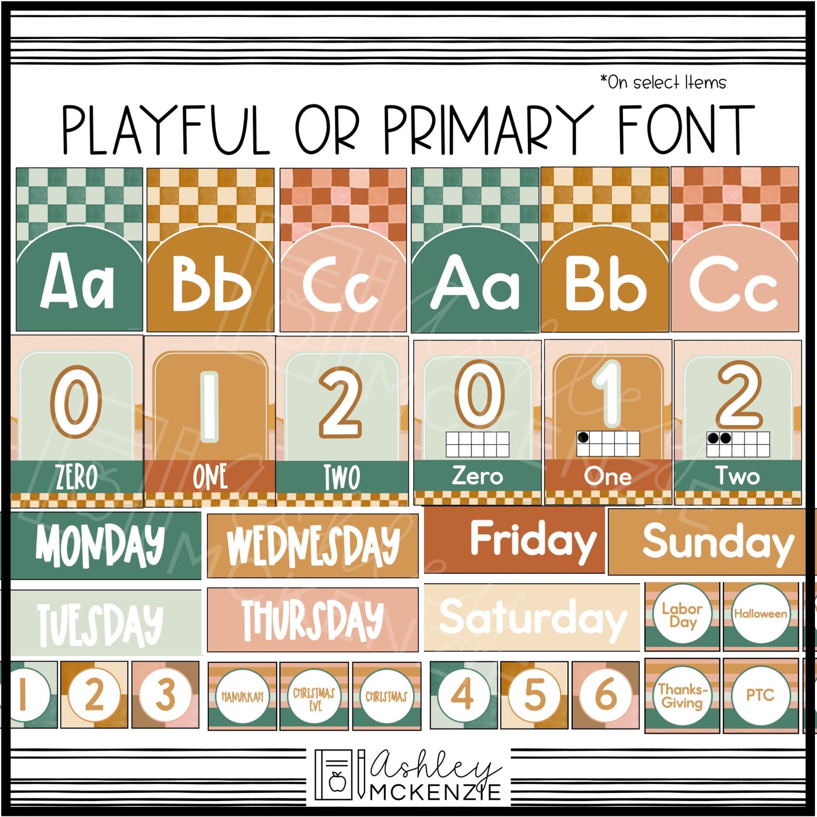 Modern Gingham Checkered Themed Classroom Decor Bundle, Editable ...