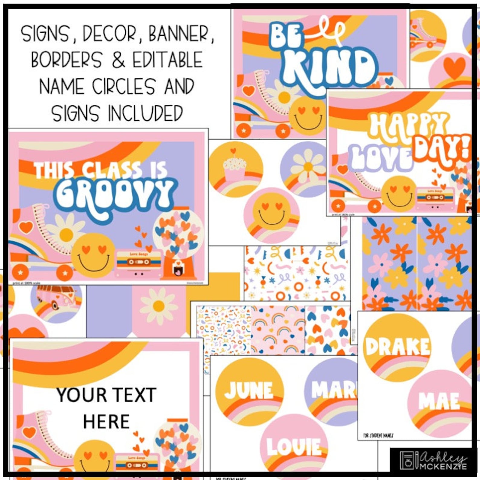 Valentine's Day Classroom Door Decor Kit Retro Theme | Etsy