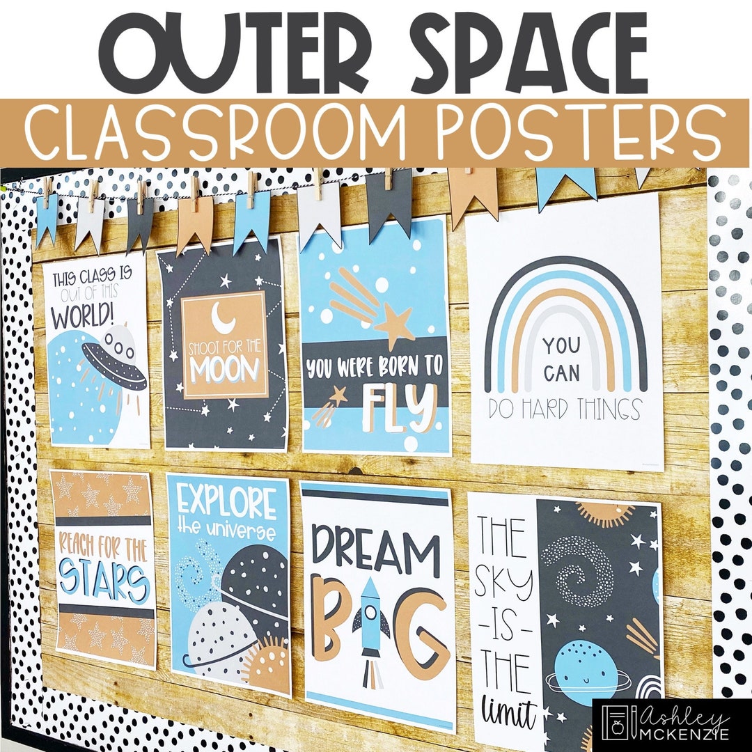 Space Classroom Posters, Easy and Modern Classroom Decorations, Text ...