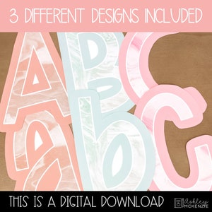 Marbled Pastel Classroom Decor, A-Z Bulletin Board Letters, Punctuation ...