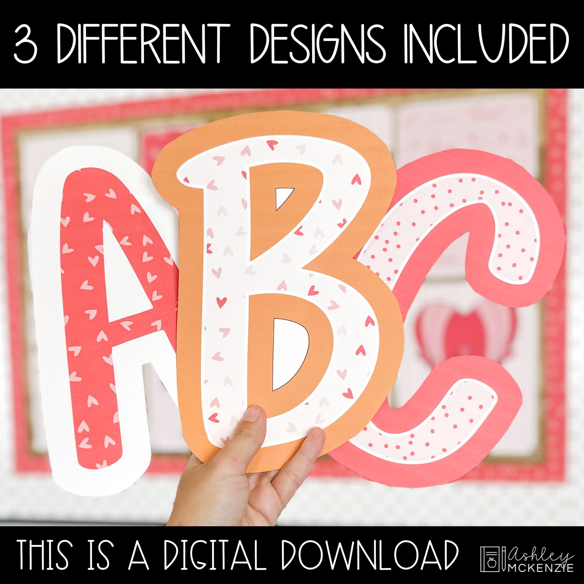 Valentine's Day Bulletin Board Letters, Primary Font, February Bulletin ...