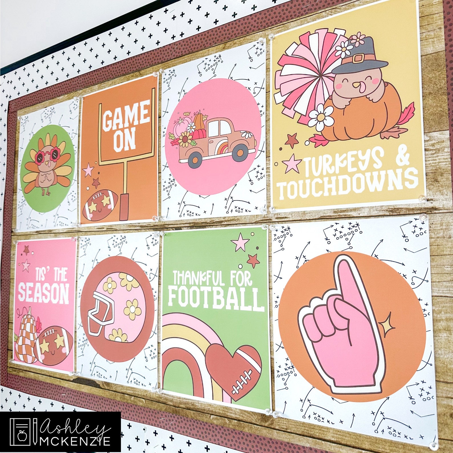 Thanksgiving Classroom Posters, Football Decor, Easy Seasonal Classroom ...