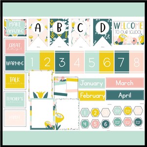 Vintage Floral Blooms Classroom Decor Bundle, Easy and Modern Classroom ...
