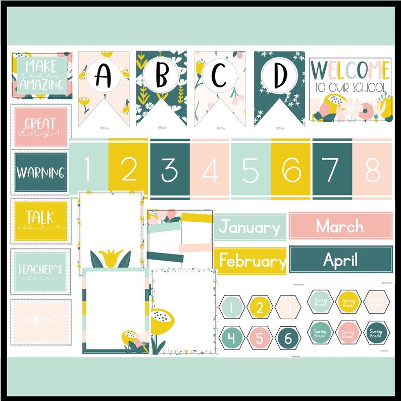 Vintage Floral Blooms Classroom Decor Bundle Easy and Modern - Etsy