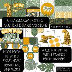 Modern Jungle Classroom Decor Back to School Bulletin Board Editable ...