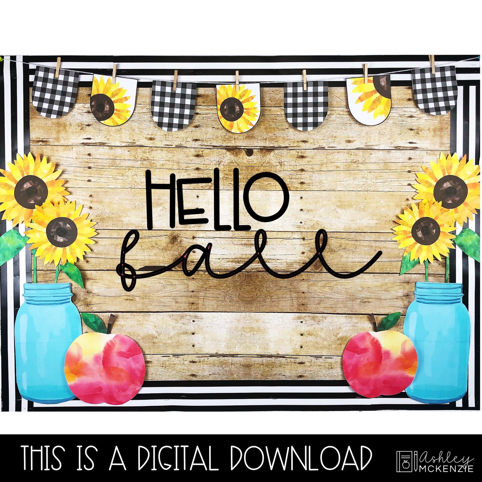 Fall Sunflowers Bulletin Board or Classroom Door Decor, Easy Autumn ...