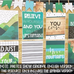 Spanish Scandi Mountains Classroom Decor Bundle, Easy and Modern ...