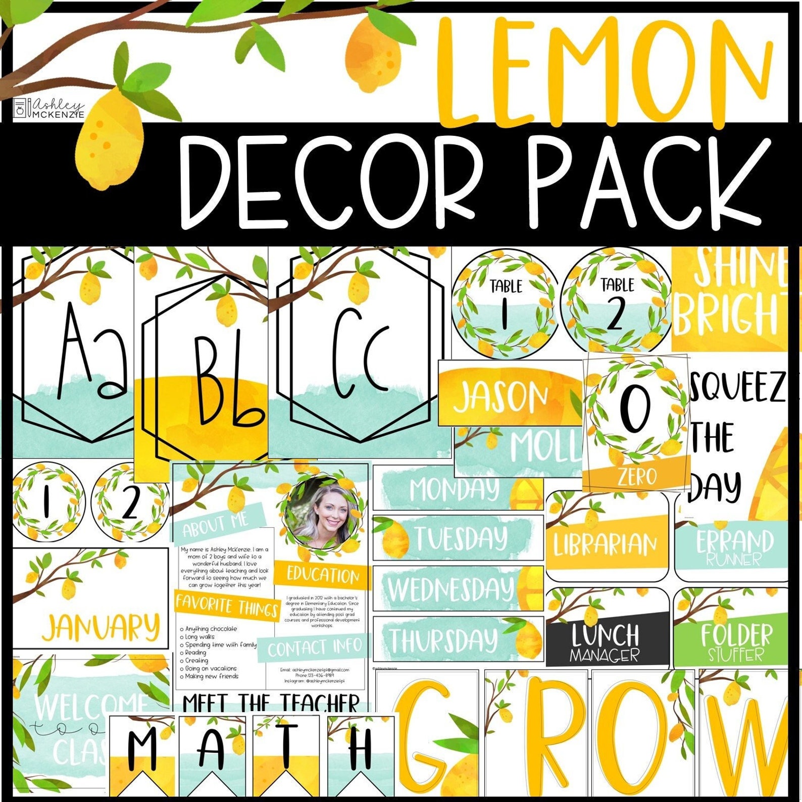 Lemon Classroom Decor Bundle Easy and Modern Classroom - Etsy