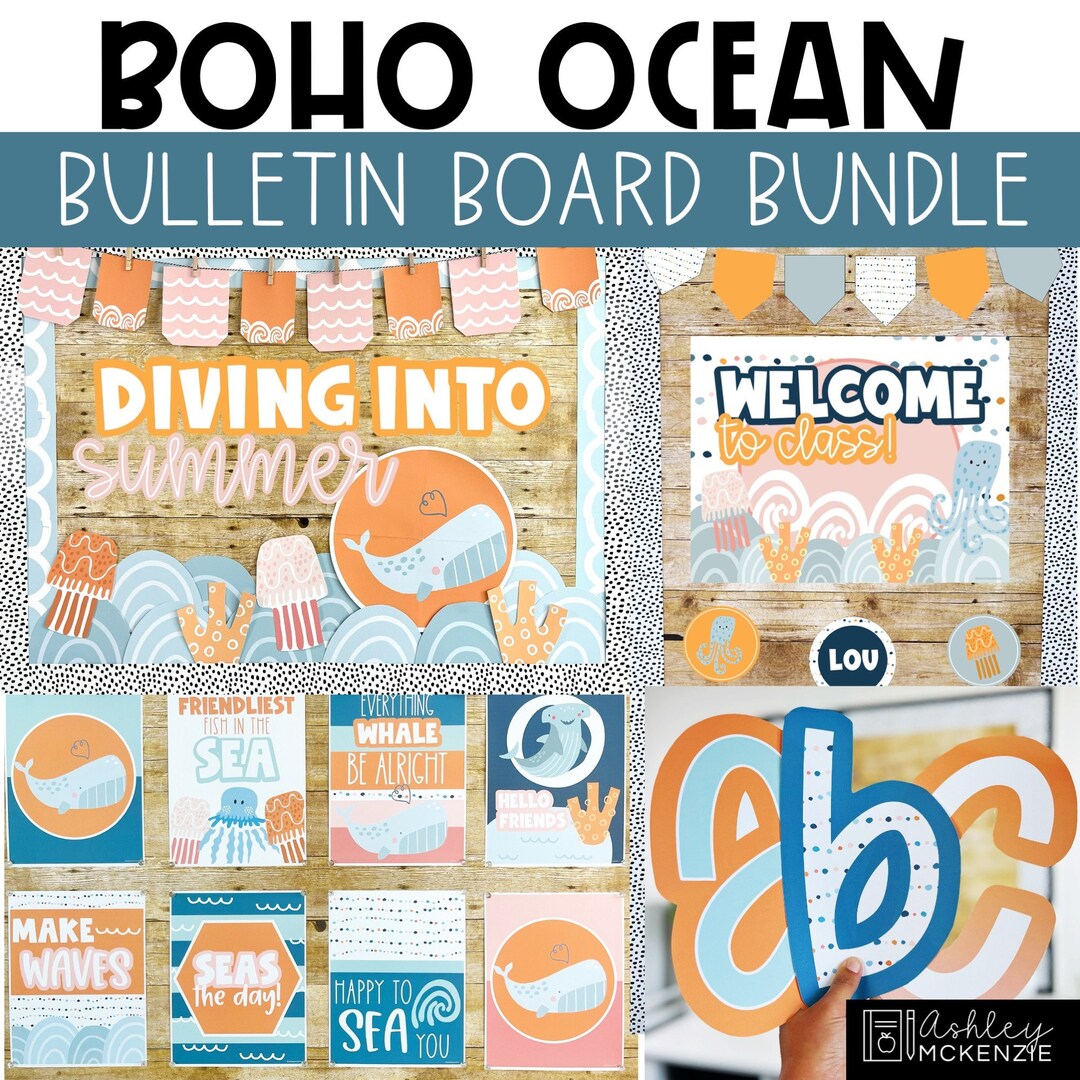 Boho Ocean Back to School Classroom Decor Bulletin Board Kit - Etsy