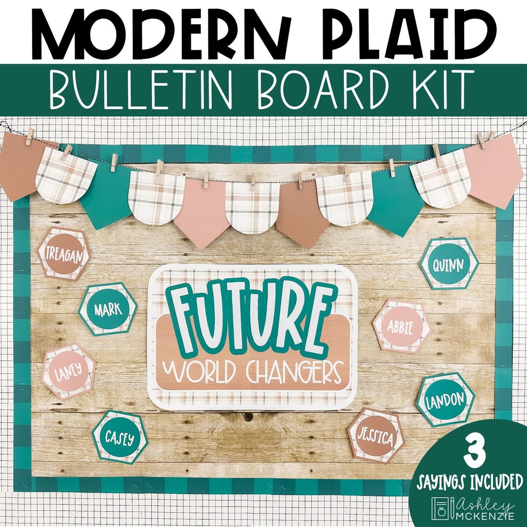Modern Plaid Back to School Bulletin Board Kit, Easy and Modern ...