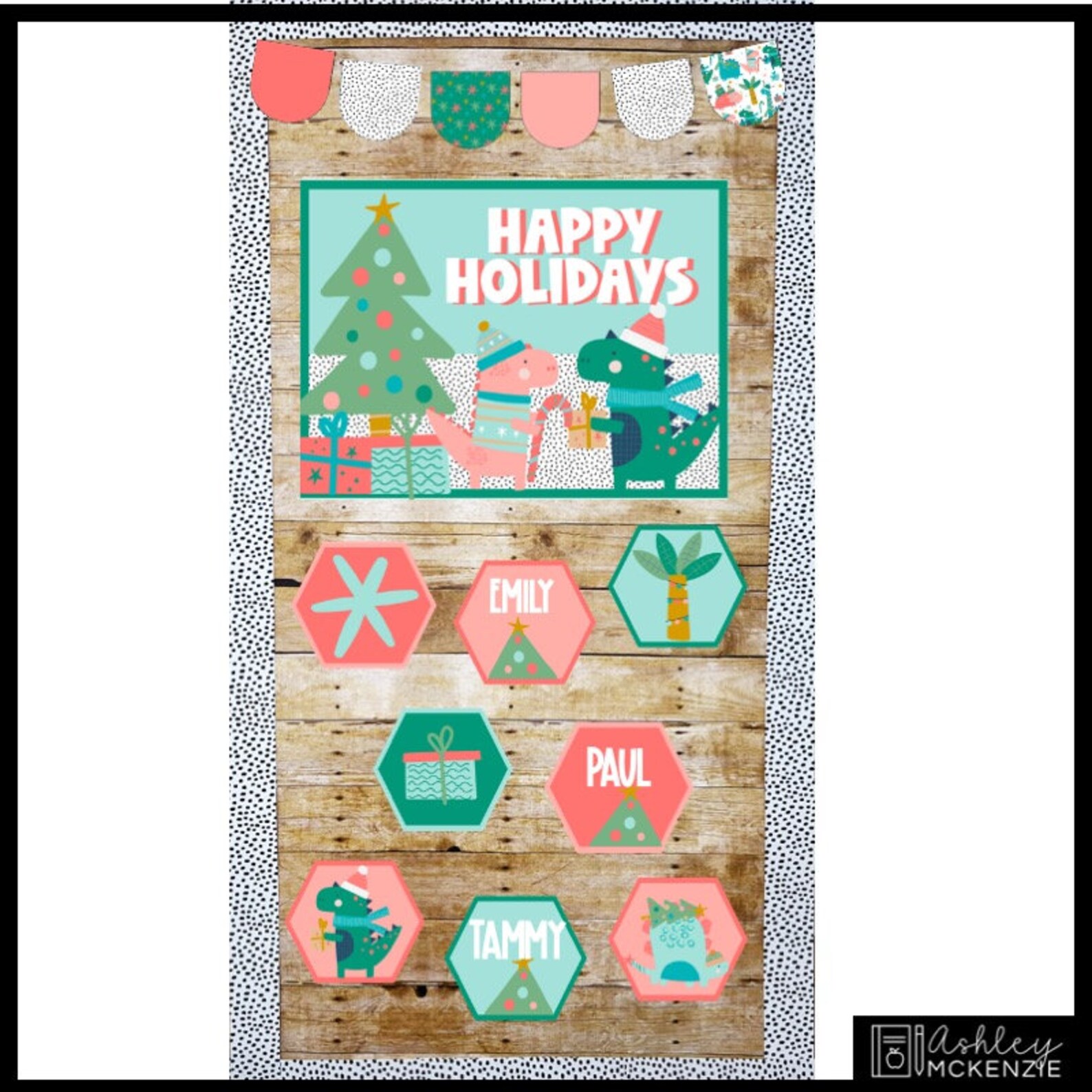 Christmas Dinosaur Theme Classroom Door Decor Kit Easy | Etsy