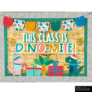 Christmas Dinosaur Theme Bulletin Board Kit, Easy Holiday Classroom ...