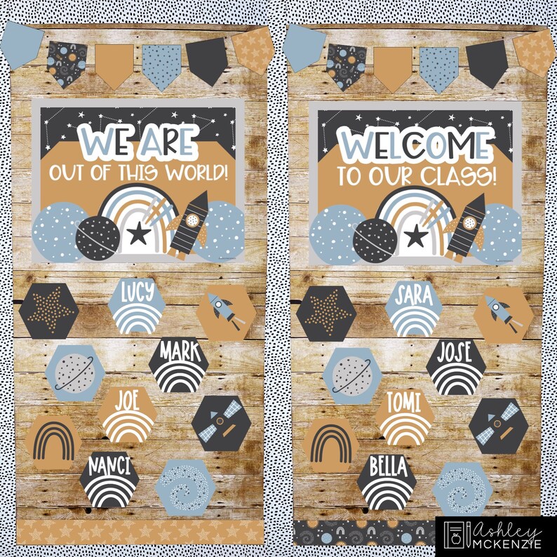 Outer Space Classroom Door Decor Kit Back to School Easy and - Etsy