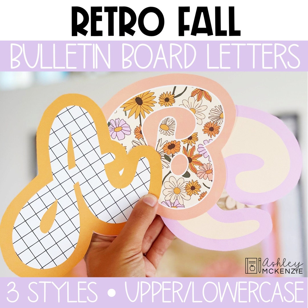 Retro Fall Classroom Decor, A-Z Bulletin Board Letters, Punctuation ...