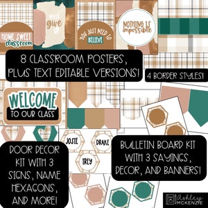 Modern Plaid Back to School Classroom Decor, Bulletin Board Kit ...