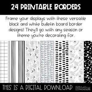 Printable Bulletin Board Borders Black and White Classroom Decor ...