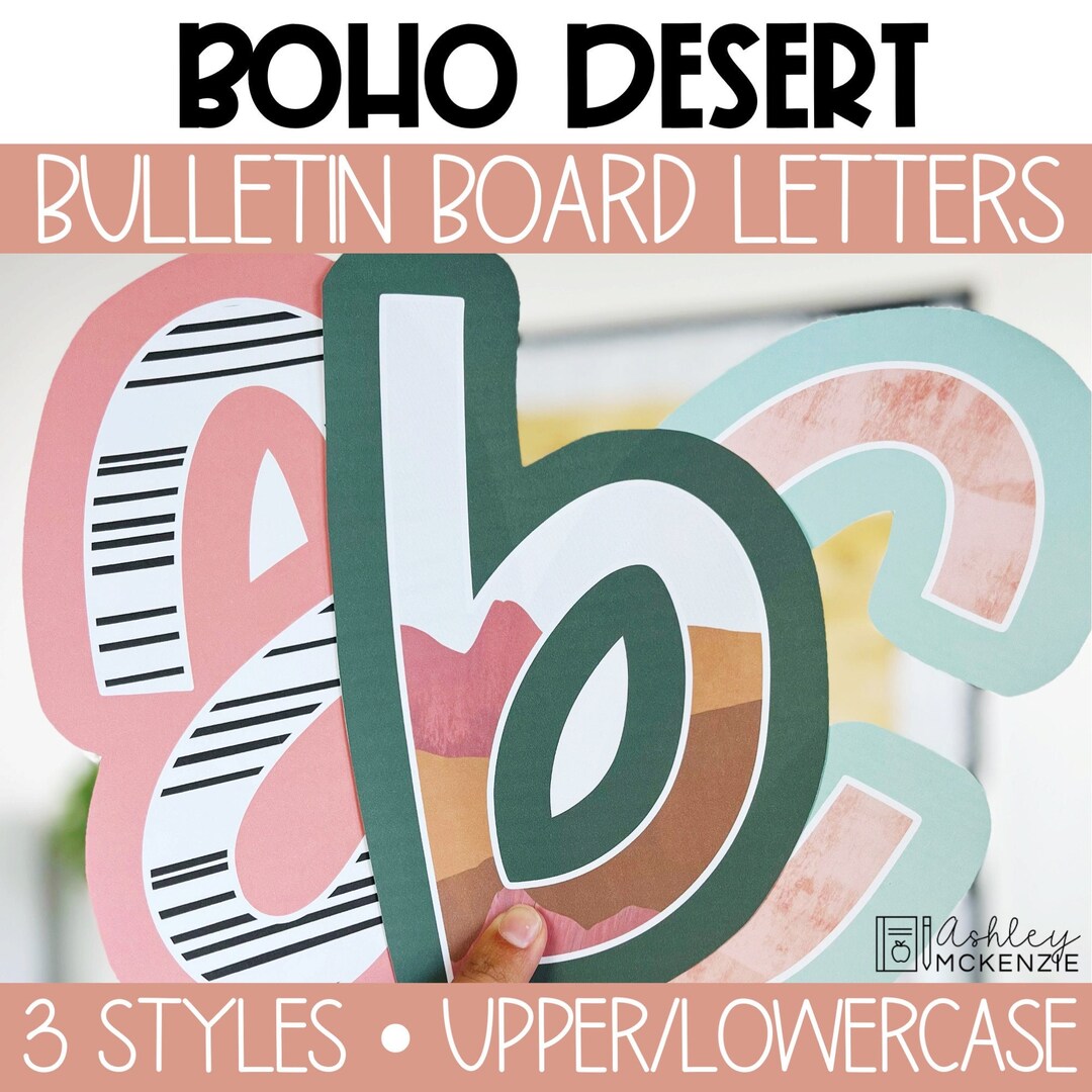Boho Desert Classroom Decor, A-Z Bulletin Board Letters, Punctuation ...