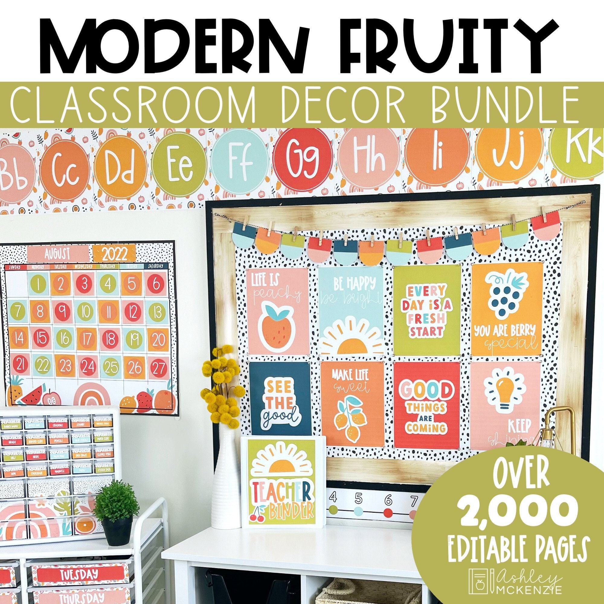 Modern Fruit Themed Classroom Decor Bundle Editable Back to School ...