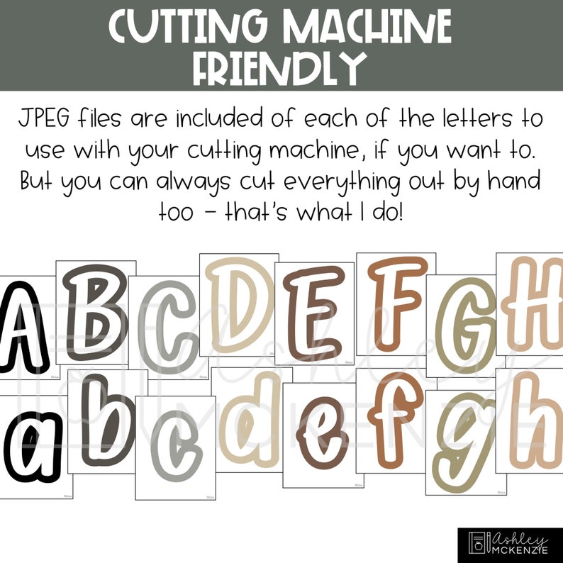 Neutral Color Bulletin Board Letters A-Z Primary Font Printable ...