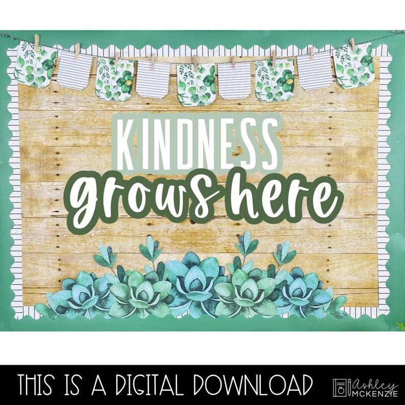 Modern Greenery Back to School Bulletin Board Kit Nature Inspired Door ...