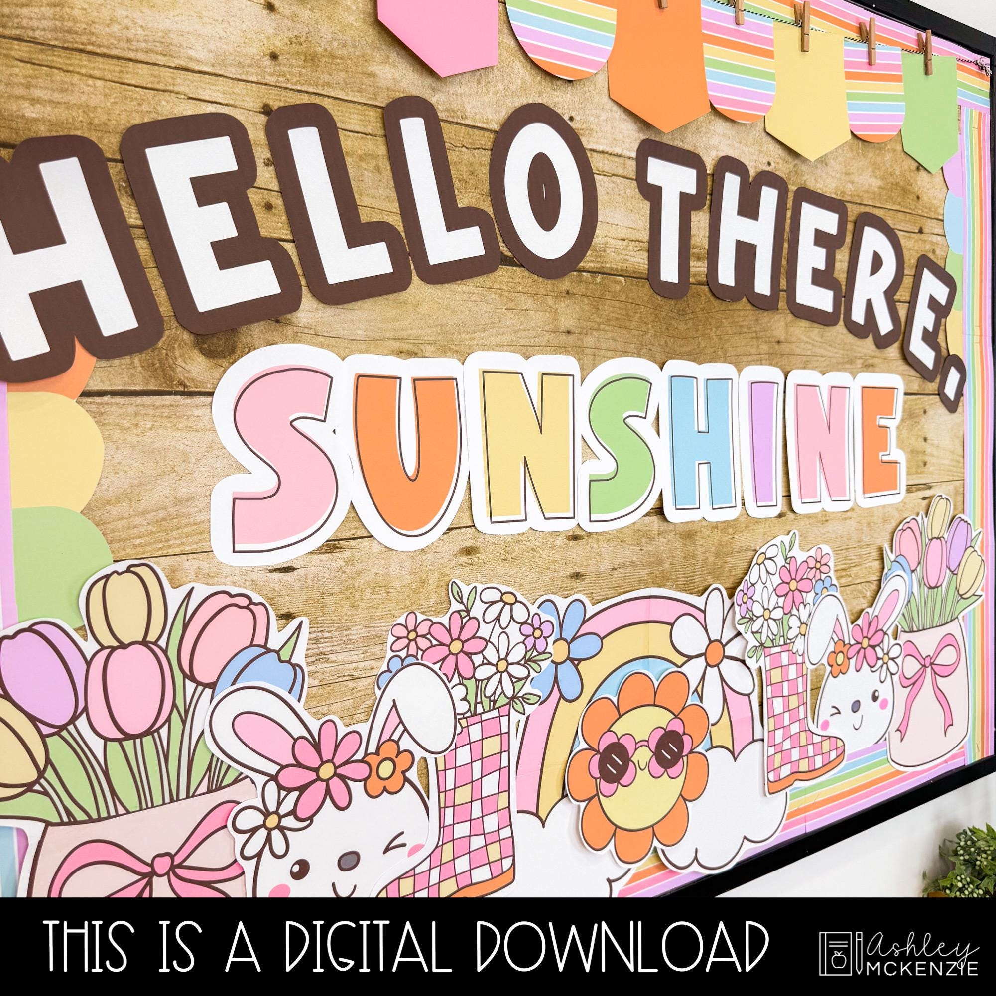 Pastel Spring Bulletin Board Bundle April Daily Slides Spring Posters ...