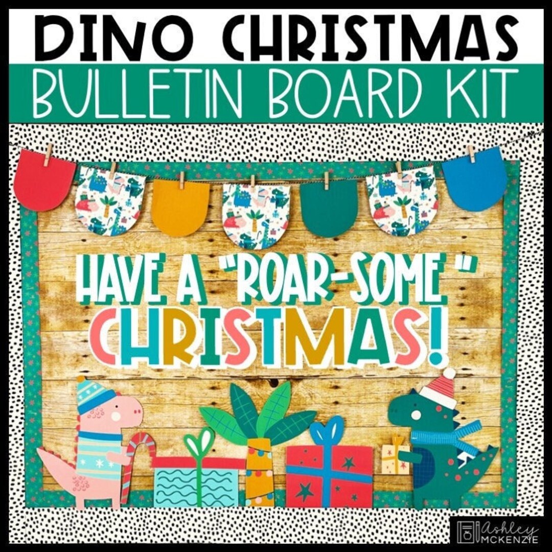 Christmas Dinosaur Theme Bulletin Board Kit Easy Holiday - Etsy