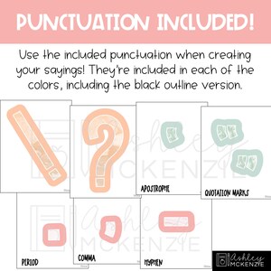 Marbled Pastel Classroom Decor, A-Z Bulletin Board Letters, Punctuation ...