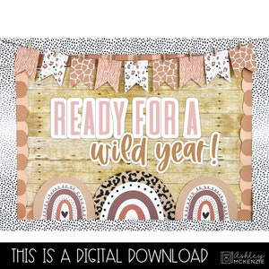 Animal Print Back to School Bulletin Board Kit, Boho Neutral Theme ...