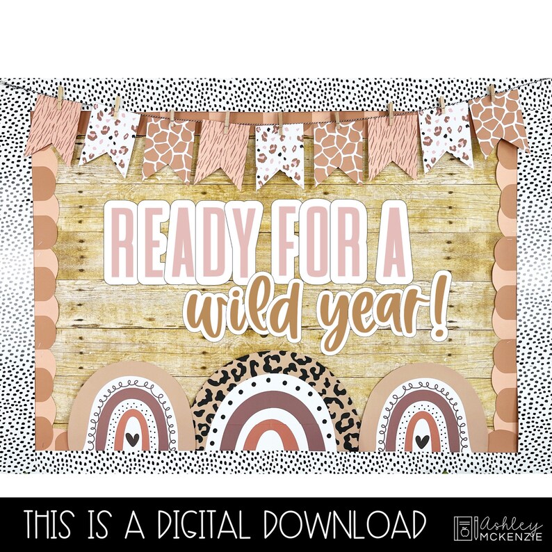 Animal Print Back to School Bulletin Board Kit Boho Neutral - Etsy
