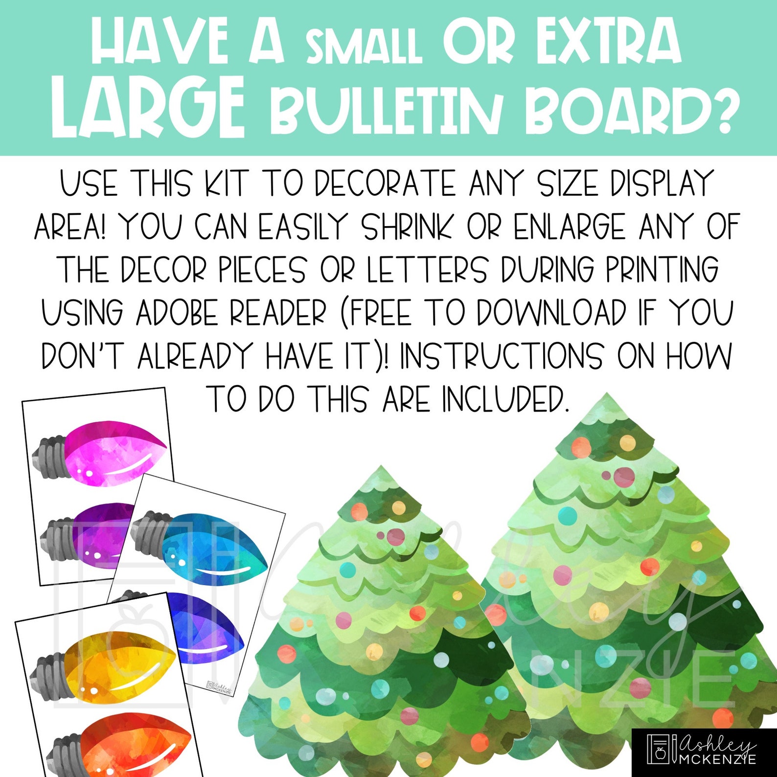 Christmas Lights Bulletin Board or Classroom Door Decor, Easy Holiday ...
