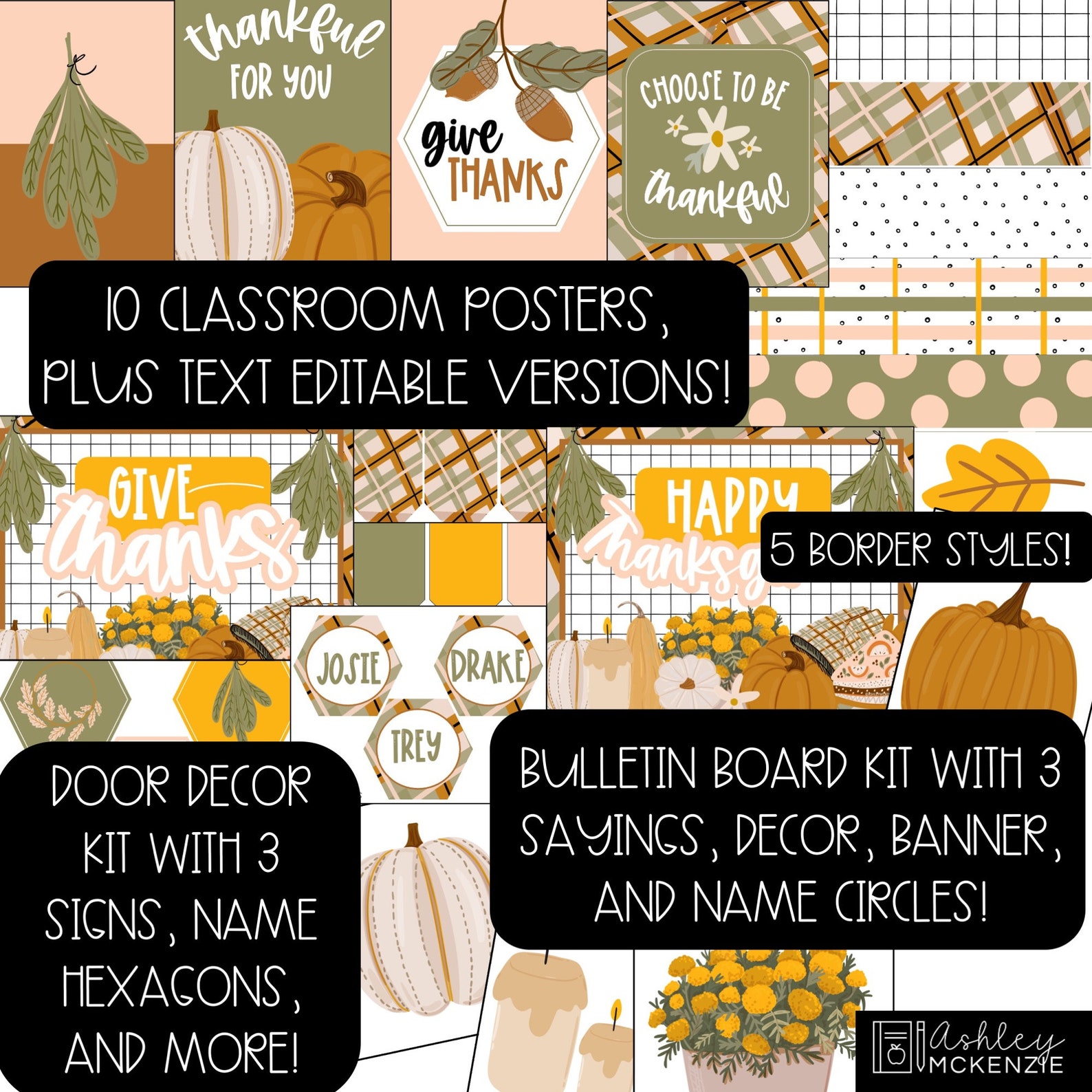 Modern Thanksgiving Classroom Decor Bulletin Board Kit - Etsy