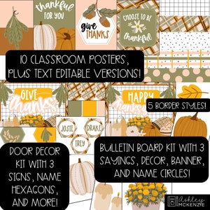 Modern Thanksgiving Classroom Decor, Bulletin Board Kit, Classroom ...