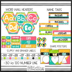 Neon Brights Themed Classroom Decor Bundle, Editable Classroom Decor ...