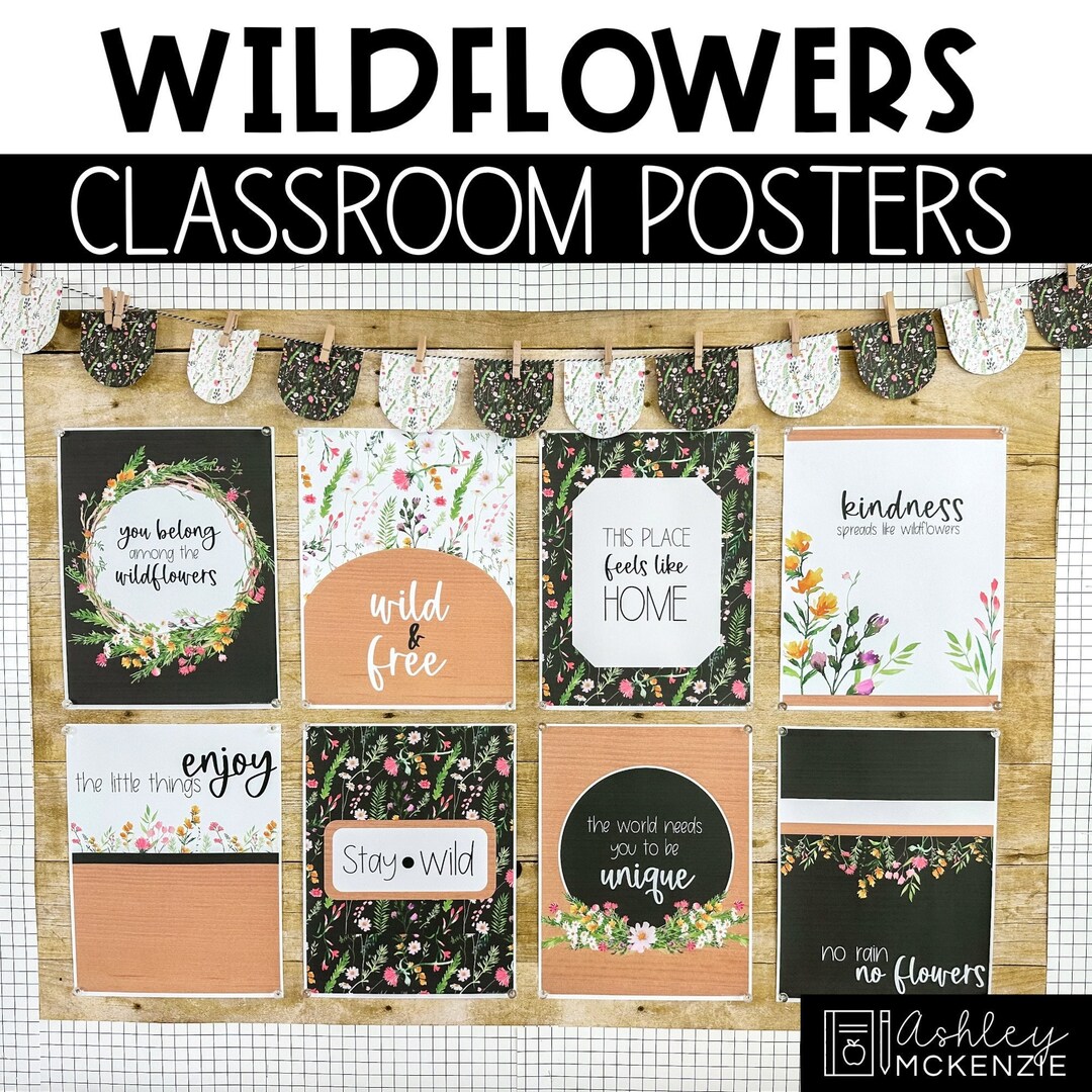 Wildflowers Themed Classroom Posters, Easy and Modern Classroom ...