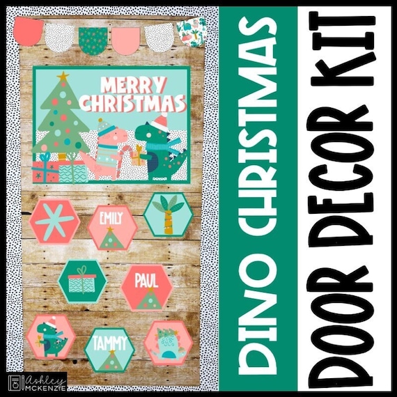 Office Christmas Dinosaur Theme Bulletin Board Kit Easy Holiday ...