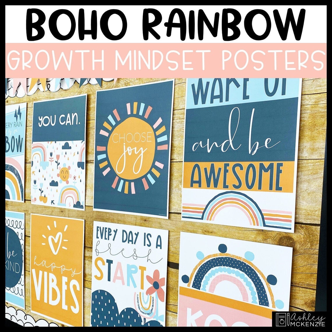 Boho Rainbow Classroom Posters Easy and Modern Classroom - Etsy