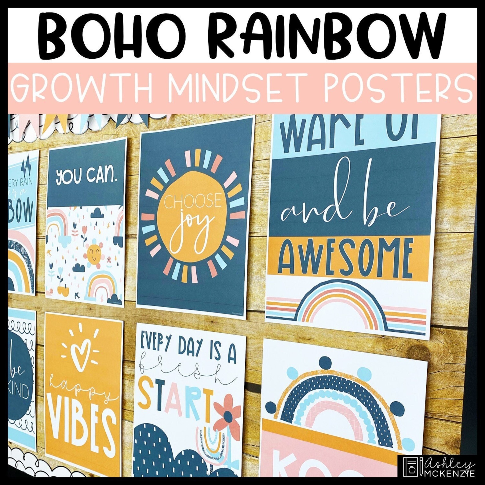Boho Rainbow Classroom Posters Easy and Modern Classroom - Etsy