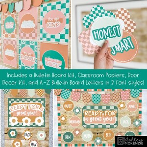 Modern Checkered Back to School Classroom Decor, Bulletin Board Kit ...