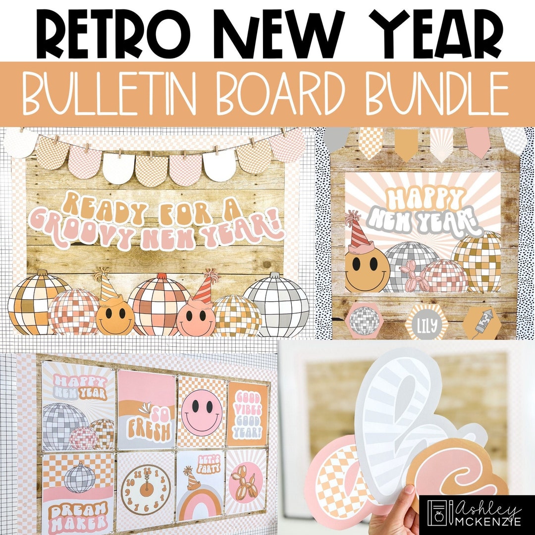 Retro New Year Classroom Decor, Bulletin Board Kit, Classroom Posters ...