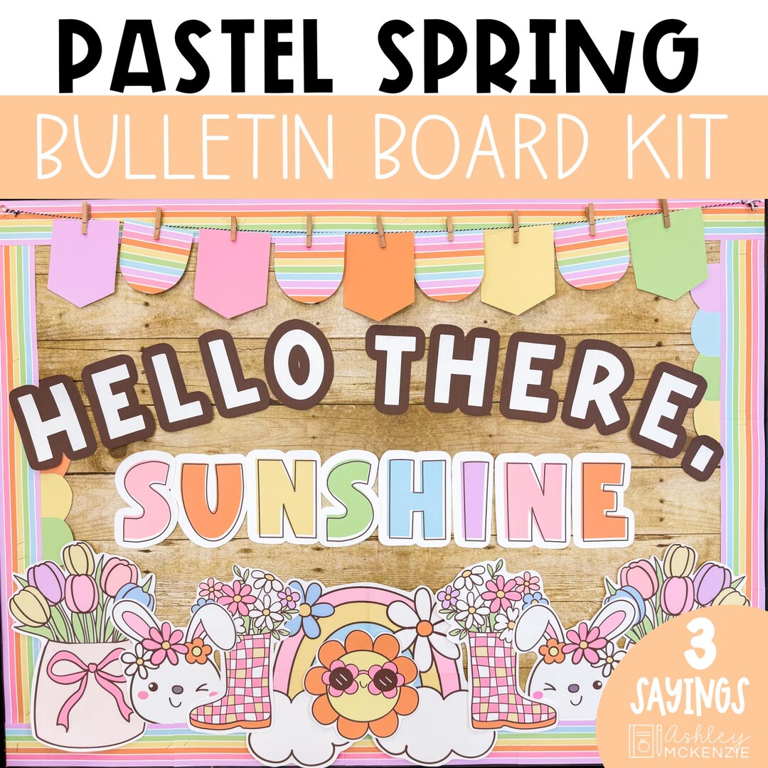 Pastel Spring Bulletin Board April Door Decor Sunshine Bulletin Board ...