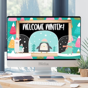 Winter Google Slides and Powerpoint Templates, Holiday Decor, Digital ...