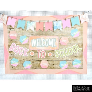 Marbled Pastel Back to School Classroom Decor, Bulletin Board Kit ...