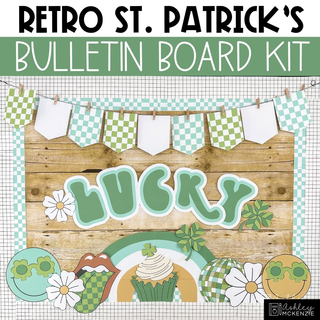 Retro St. Patrick's Day Bulletin Board Kit, Spring Holidays Theme, Easy ...