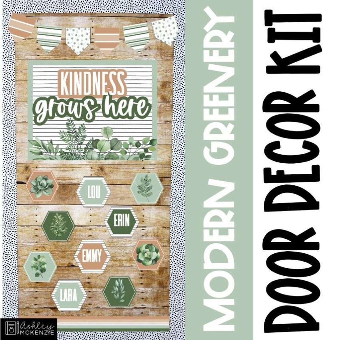 Modern Greenery Classroom Door Decor Kit, Back to School, Easy and ...