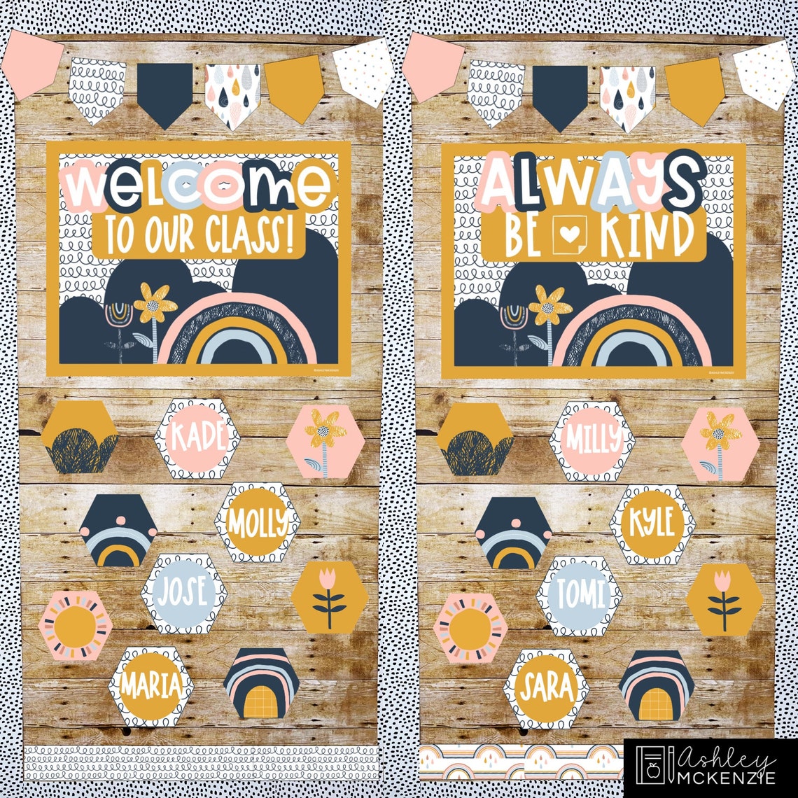 Boho Rainbow Classroom Door Decor Kit Back to School Easy - Etsy