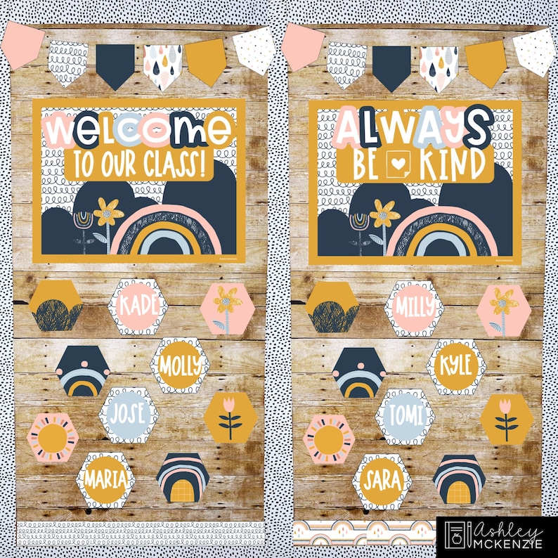 Boho Rainbow Classroom Door Decor Kit Back to School Easy - Etsy