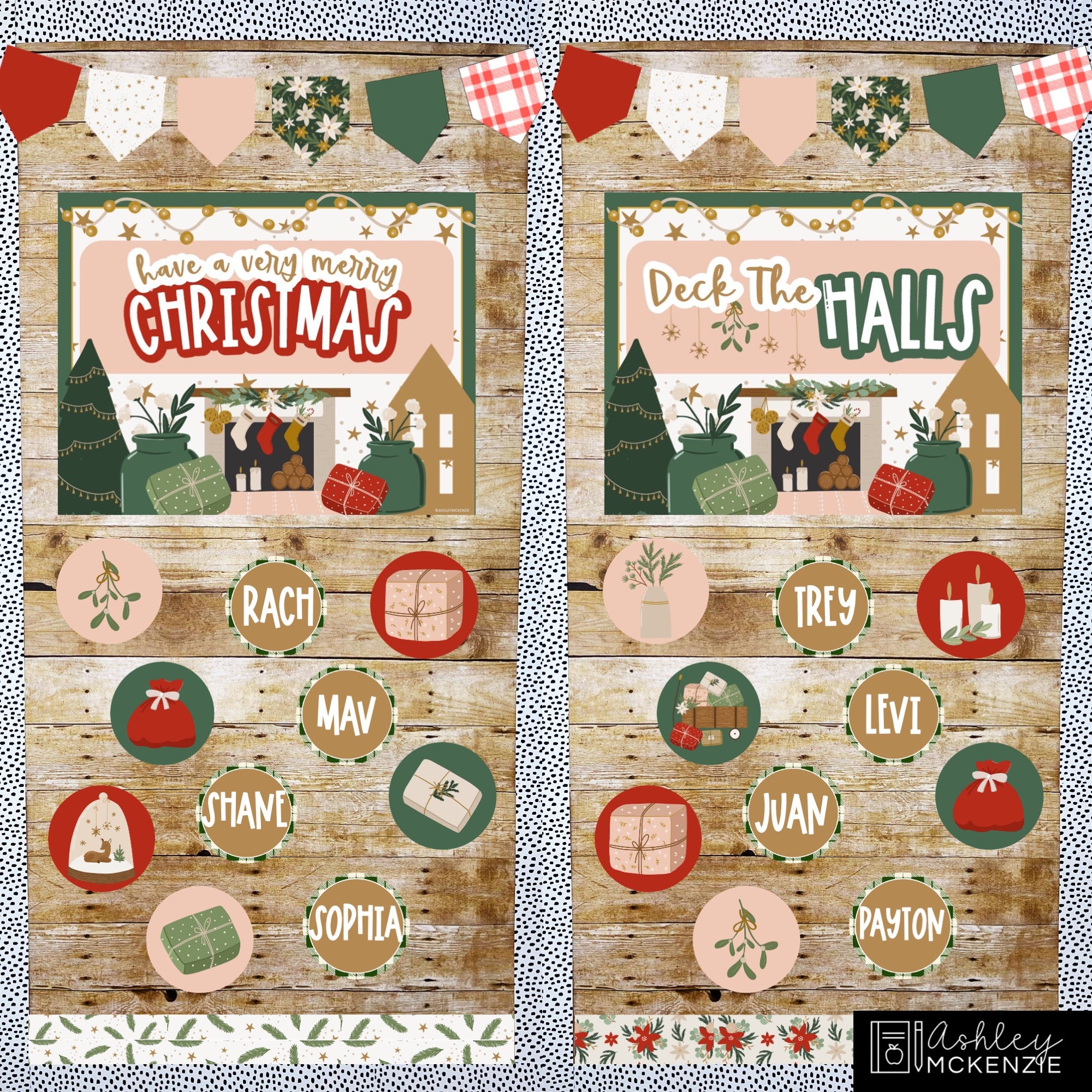 Modern Christmas Classroom Door Decor Kit, Holiday Season Decorations ...