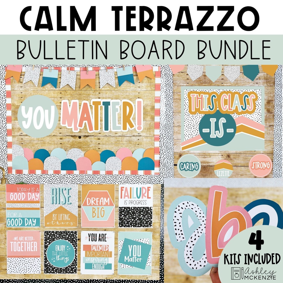 Calm Terrazzo Back to School Classroom Decor, Bulletin Board Kit ...