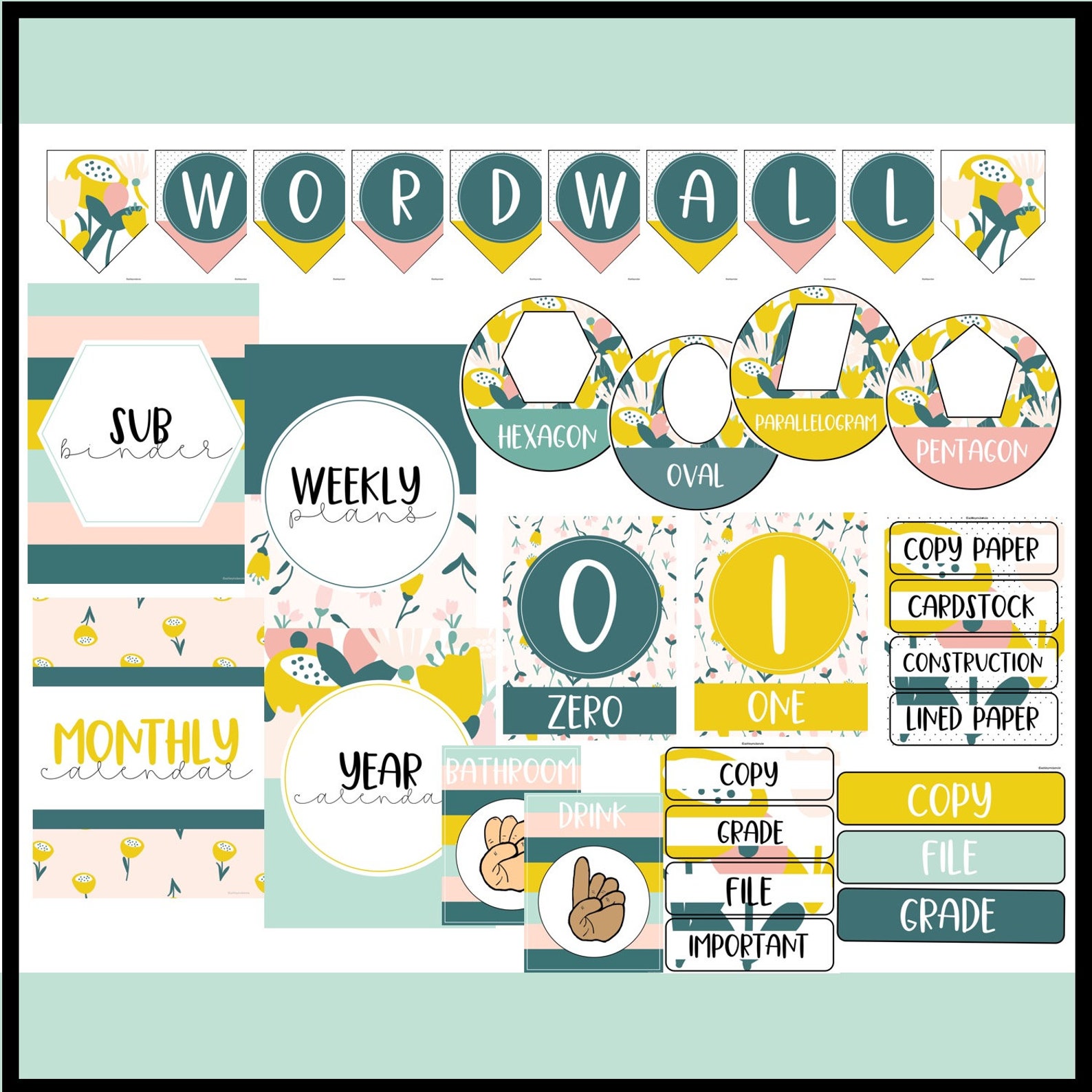 Vintage Floral Blooms Classroom Decor Bundle, Easy and Modern Classroom ...