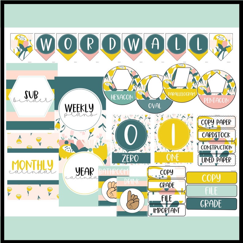 Vintage Floral Blooms Classroom Decor Bundle Easy and Modern - Etsy